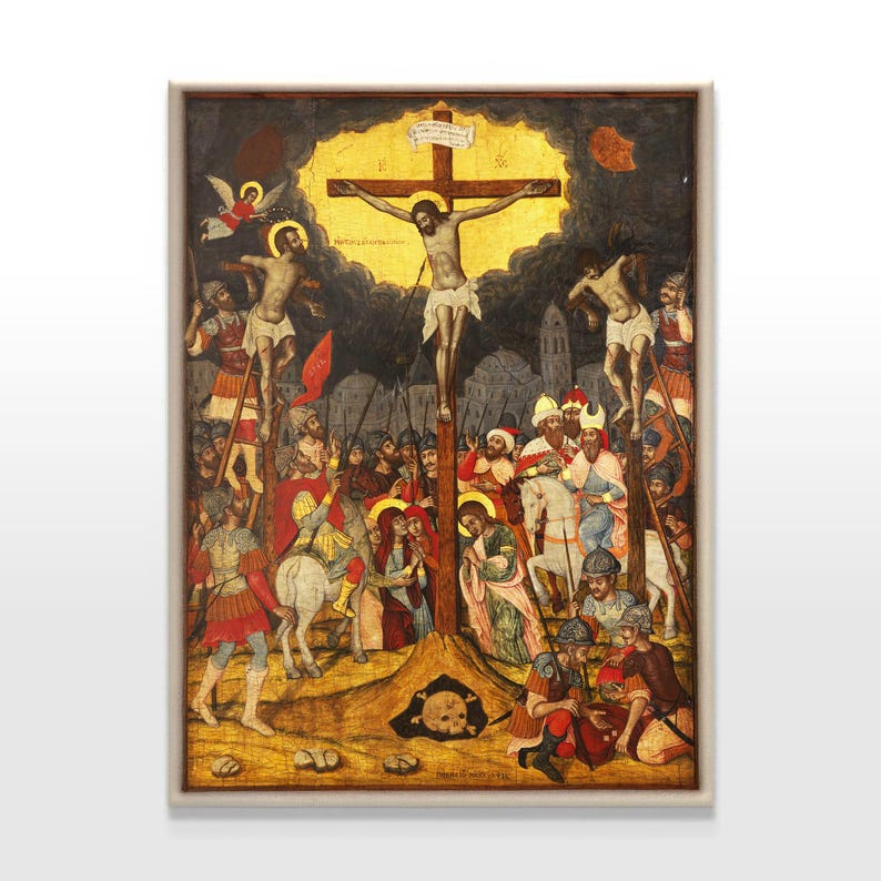 Byzantine Crucifixion Icon Canvas | Icon Wall Art | the Crucifixion by ...