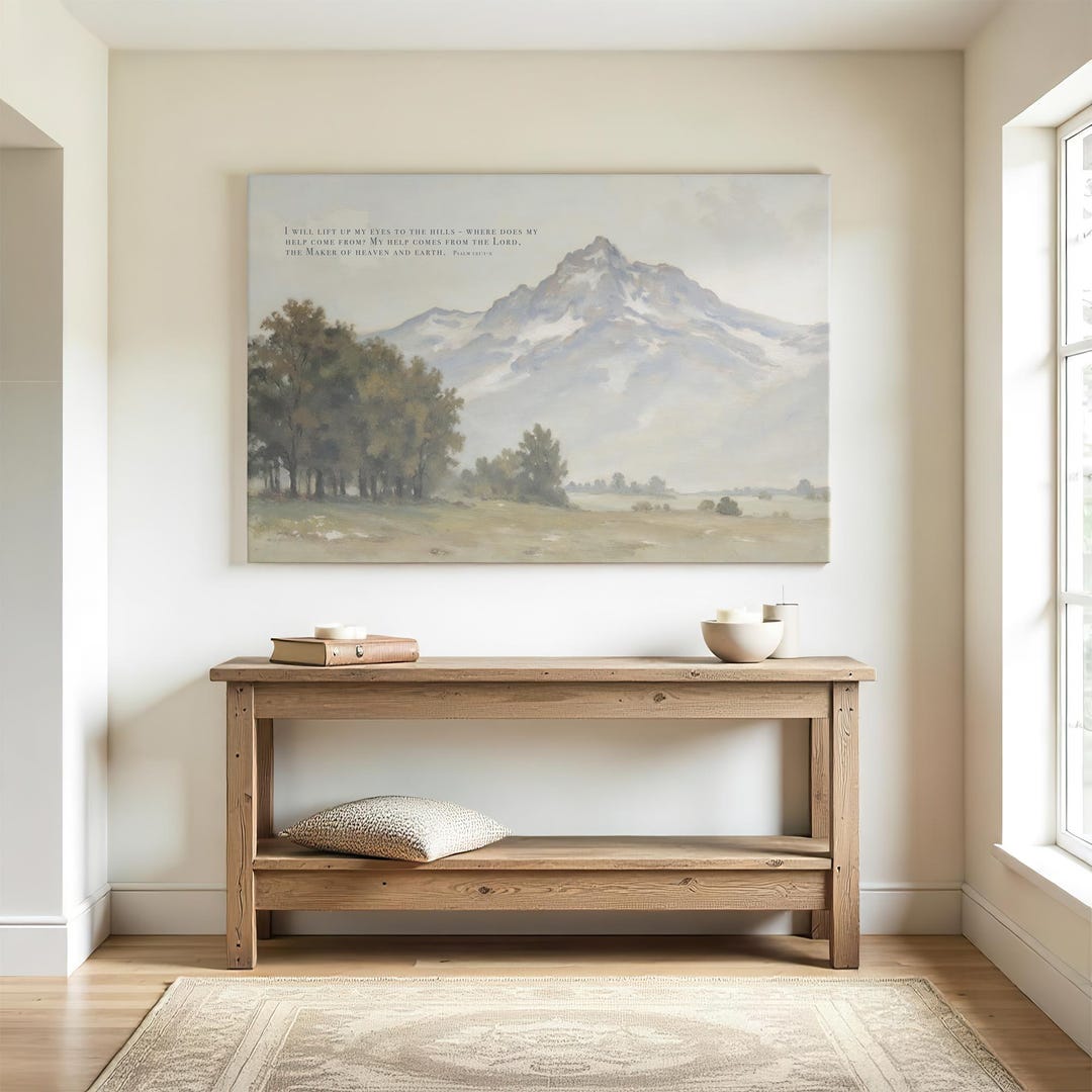 Vintage Psalm 121 Scripture Print | Extra Large Canvas | Bible Verse ...