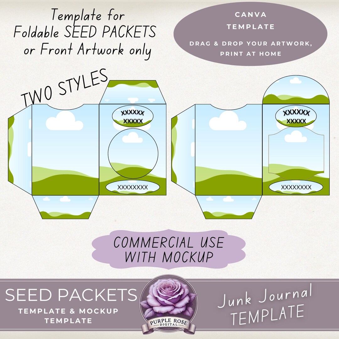 SEED Packets Editable TEMPLATE With MOCKUP Template, Junk Journal ...