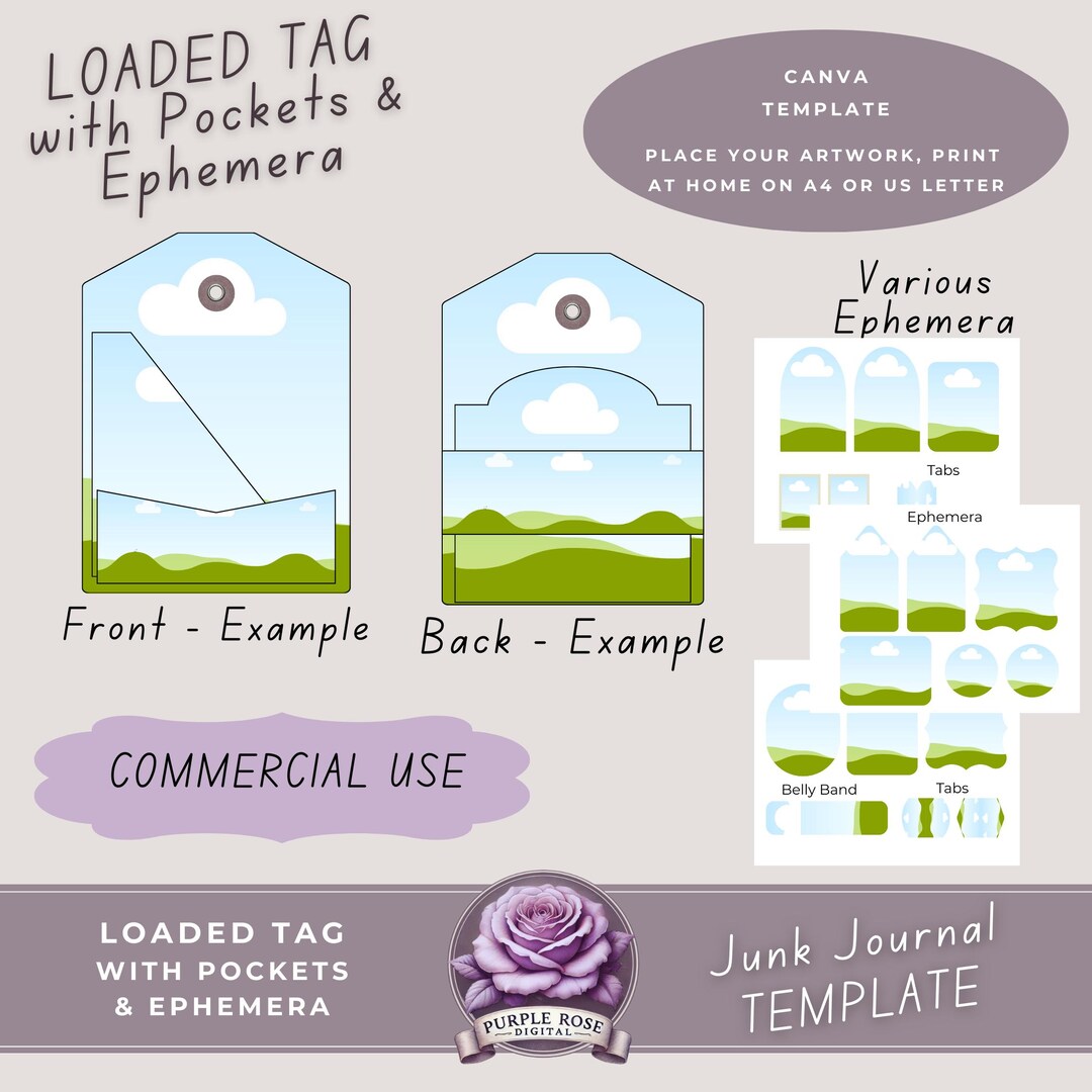 LOADED TAG Template | Junk Journal Tag With Tuck Spot | Various Pockets ...