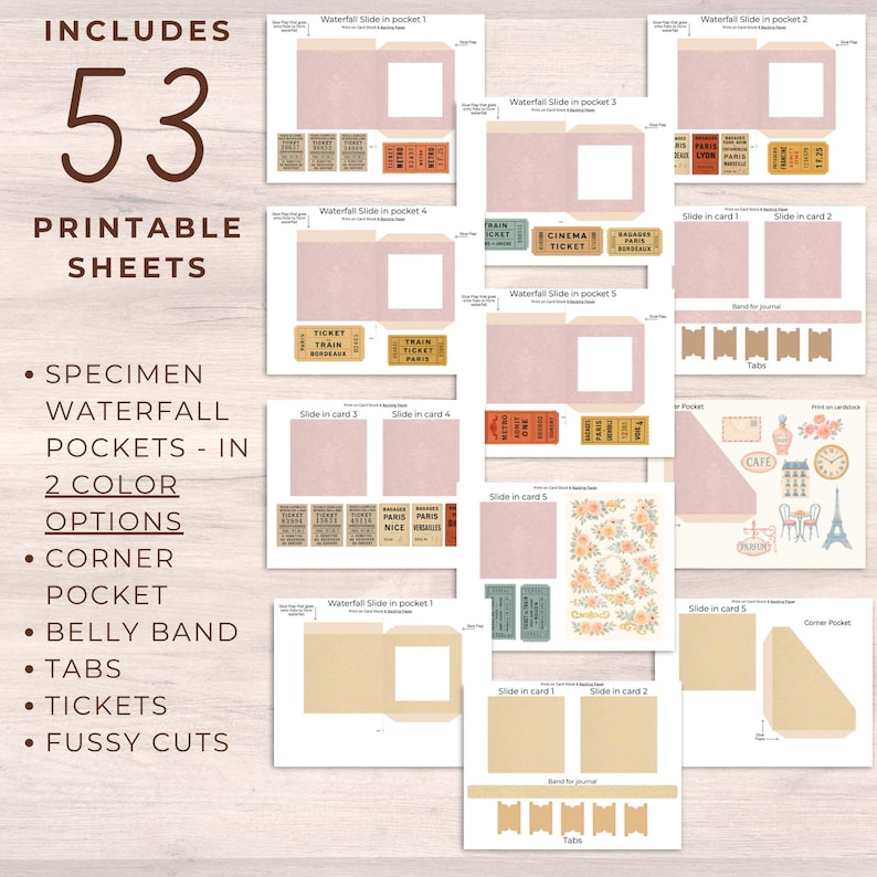 Paris Travel Junk Journal Folio Kit: Vintage Ephemera & Pockets - Etsy