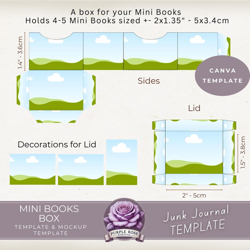 Mini Books Box TEMPLATE With MOCKUP Template | Miniature Storage Box ...