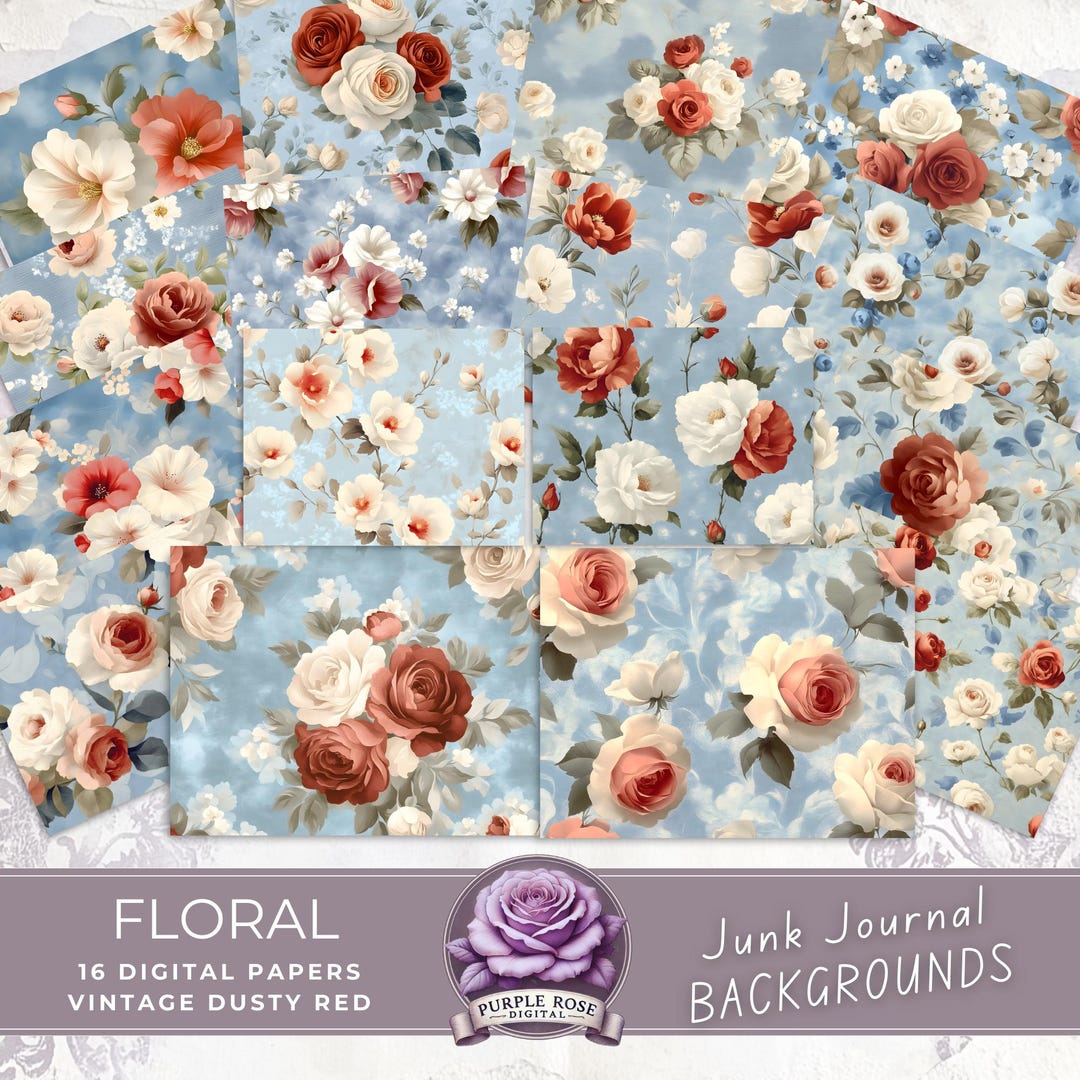 Vintage FLORAL DIGITAL Papers, Flowers, Soft Dreamy Printable ...