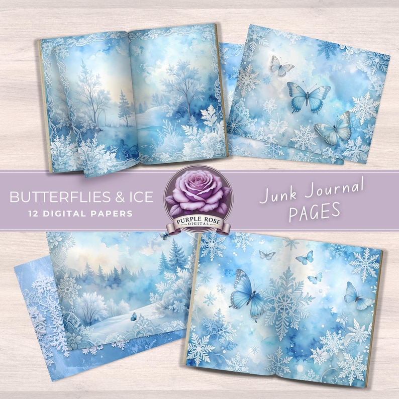 Butterflies & Ice Pages: Printable Ice Blue Junk Journal (pdf+jpgs) - Etsy