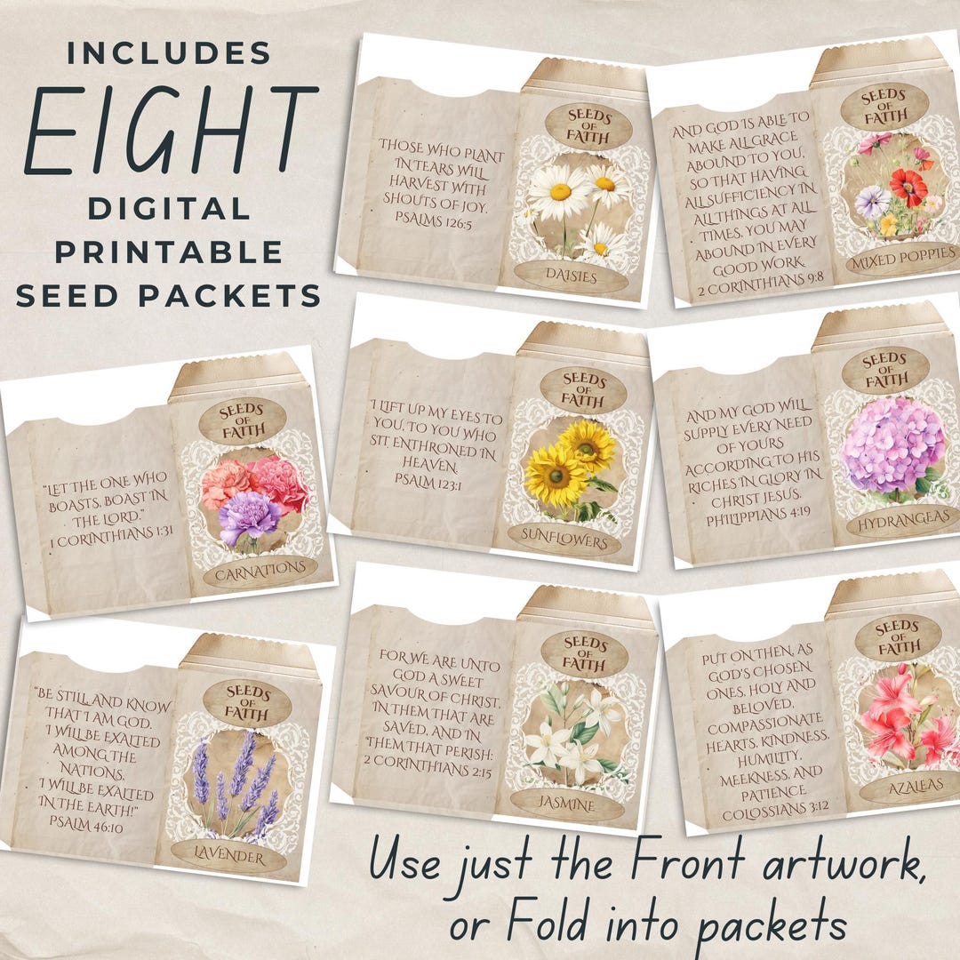 Seeds of FAITH Printable Vintage SEED PACKETS With Bible Verses, Junk ...