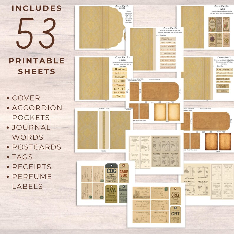 Paris Travel Junk Journal Folio Kit: Vintage Ephemera & Pockets - Etsy