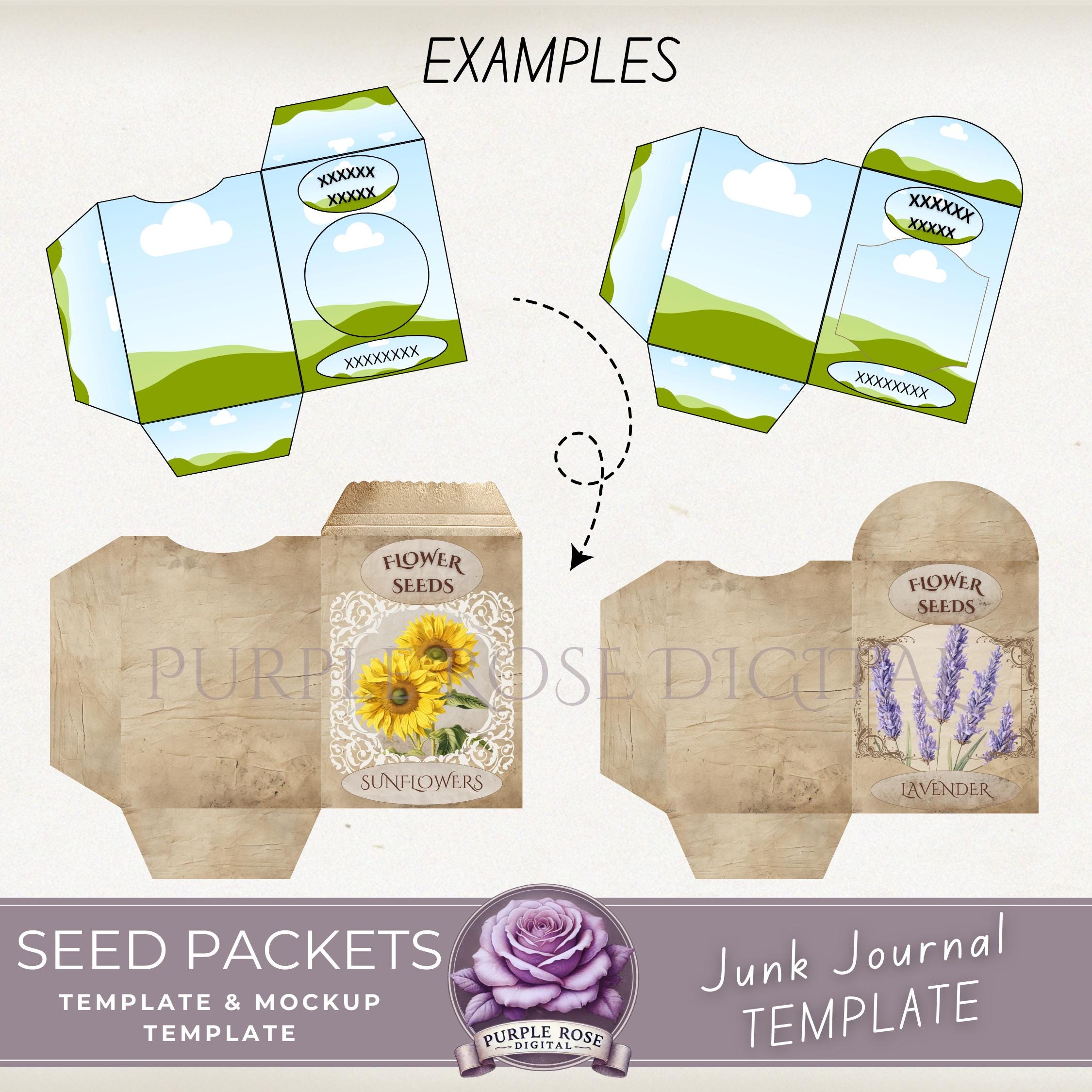 SEED Packets Editable TEMPLATE With MOCKUP Template, Junk Journal ...