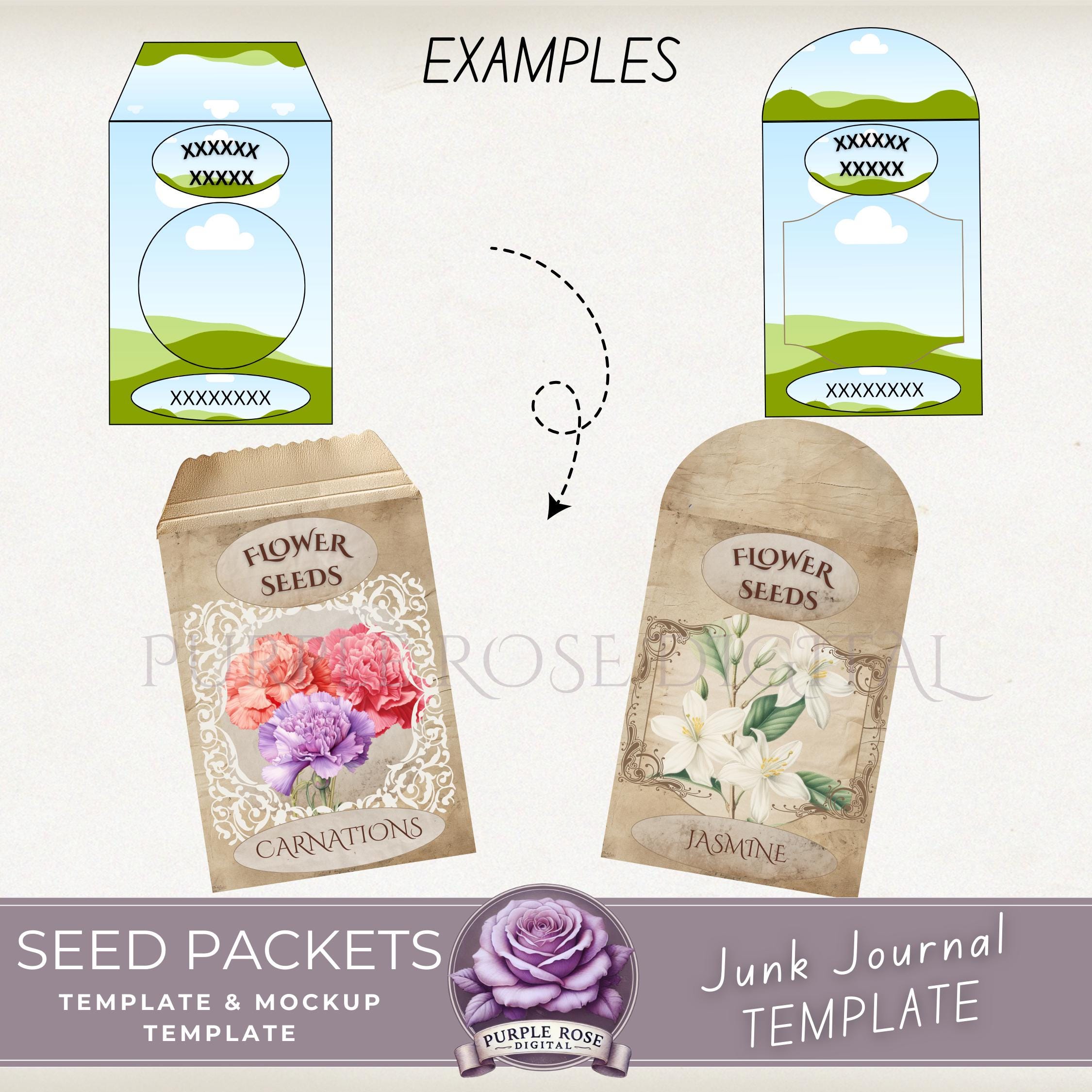 SEED Packets Editable TEMPLATE With MOCKUP Template, Junk Journal ...