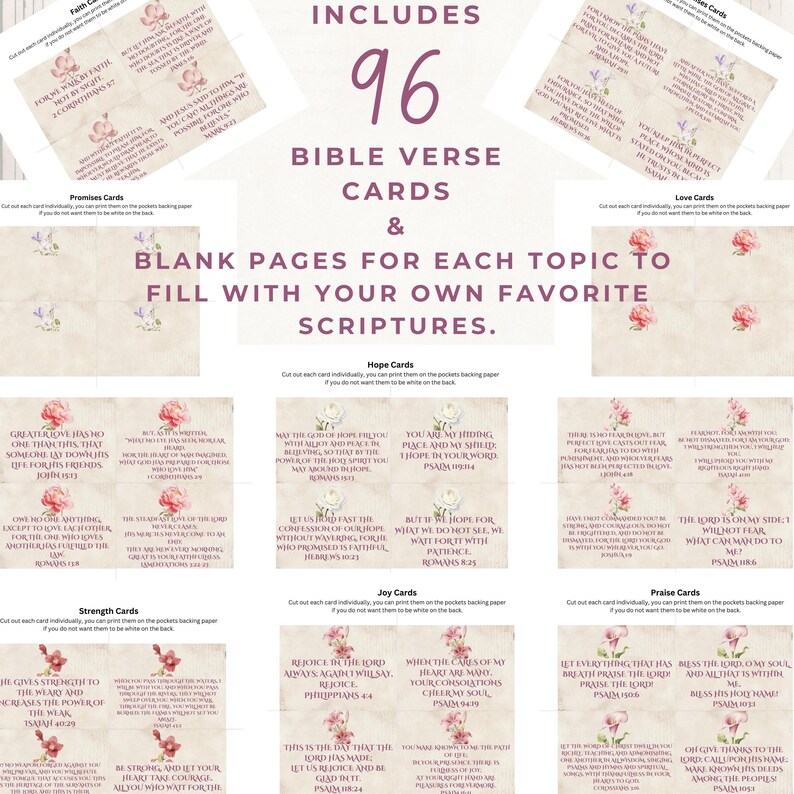 DIY Bible Verse Cards: Floral Pocket Folio (printable) - Etsy
