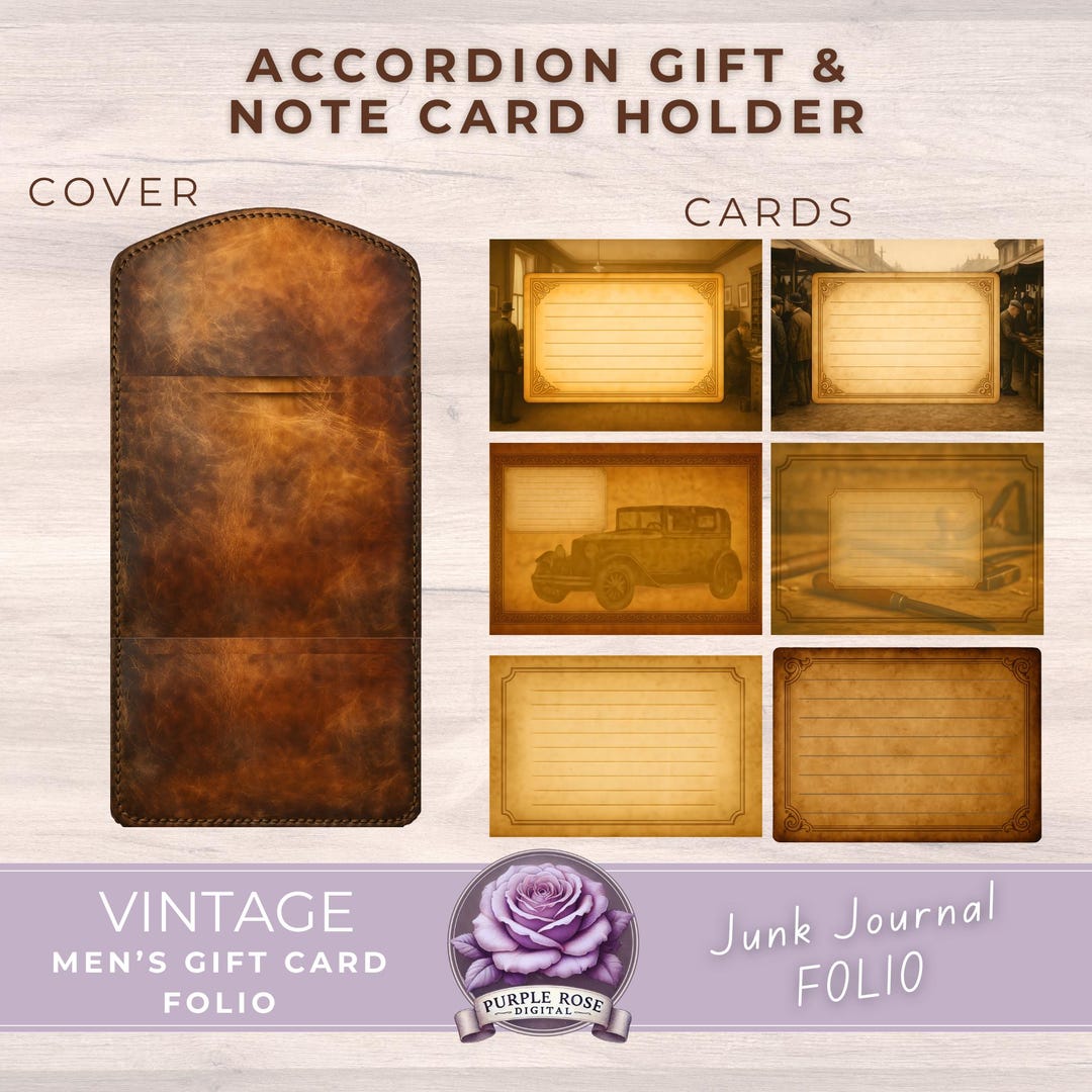 Vintage Men's Gift Card Holder: Printable Kit Folio, Cover, Cards ...