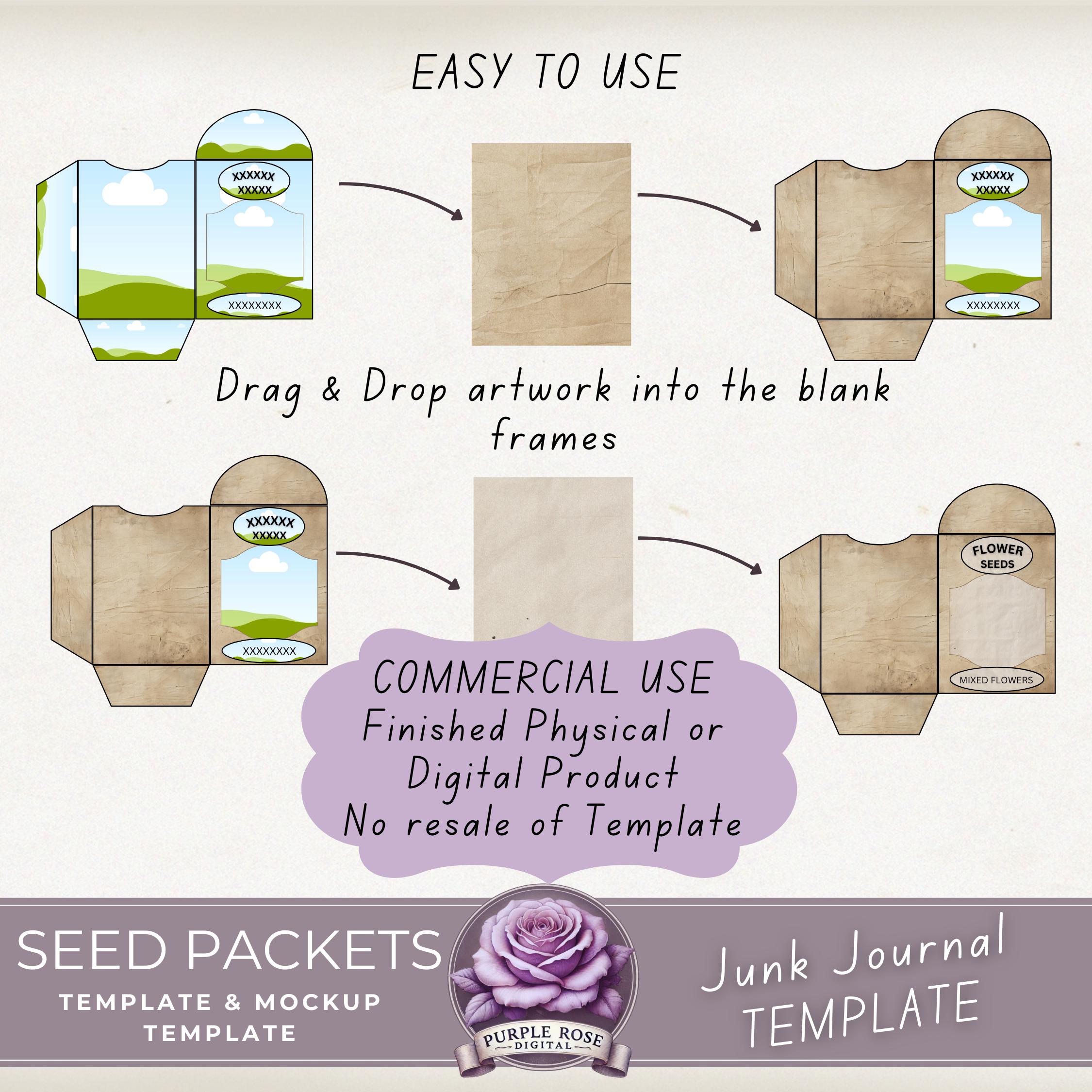 SEED Packets Editable TEMPLATE With MOCKUP Template, Junk Journal ...