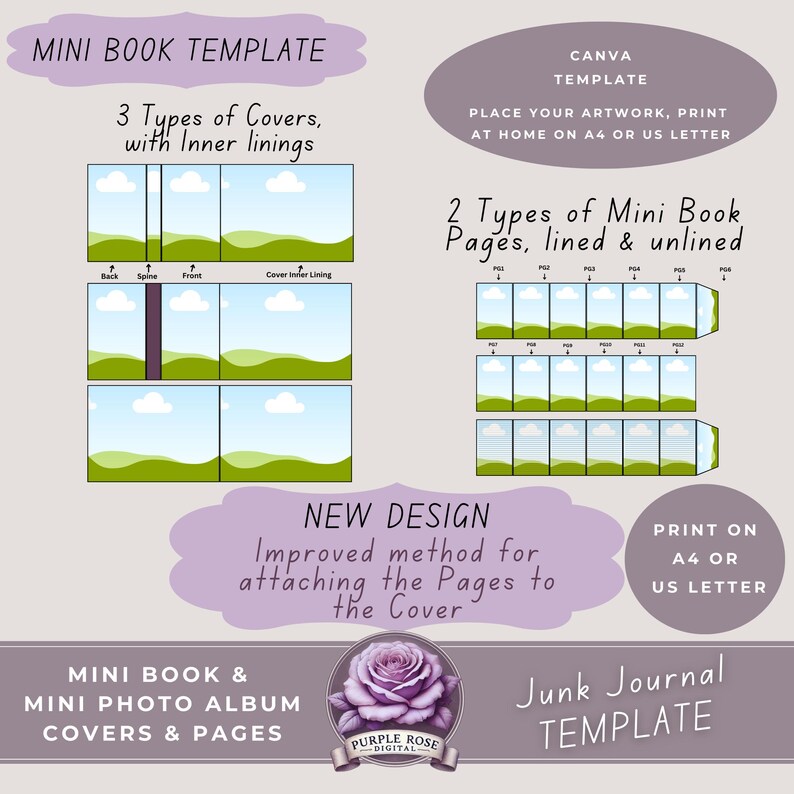 Mini Book Template BUNDLE With Mockup Templates | Mini Book Covers and ...