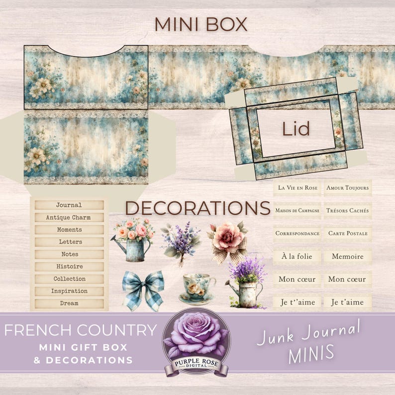 French Country Mini Box: Shabby Gift Box, Decorations, Bonus Envelopes ...