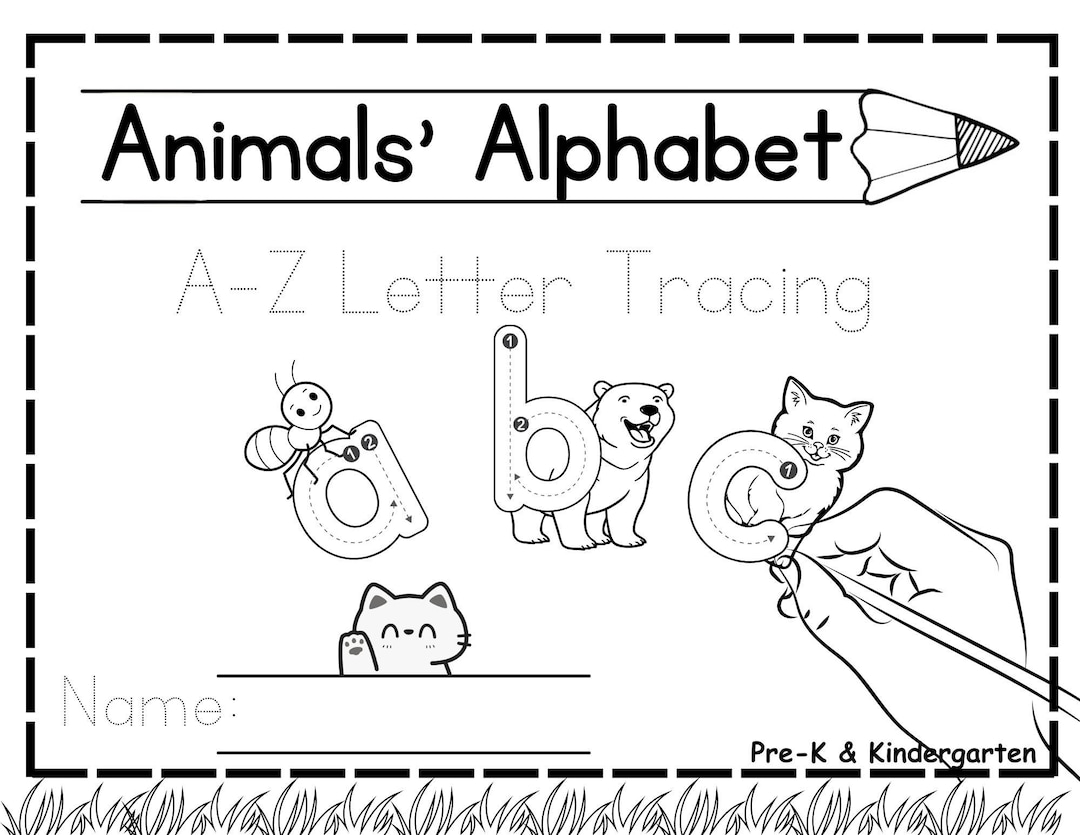 Animals Alphabet Tracing Worksheets, Handwriting Practice (printable ...