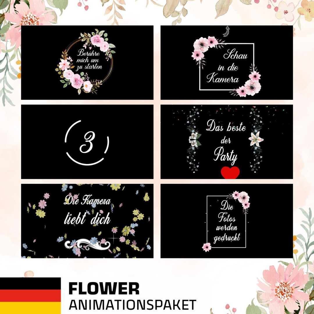 Photobox / Photobooth Animations in Flower Design in German - Etsy UK