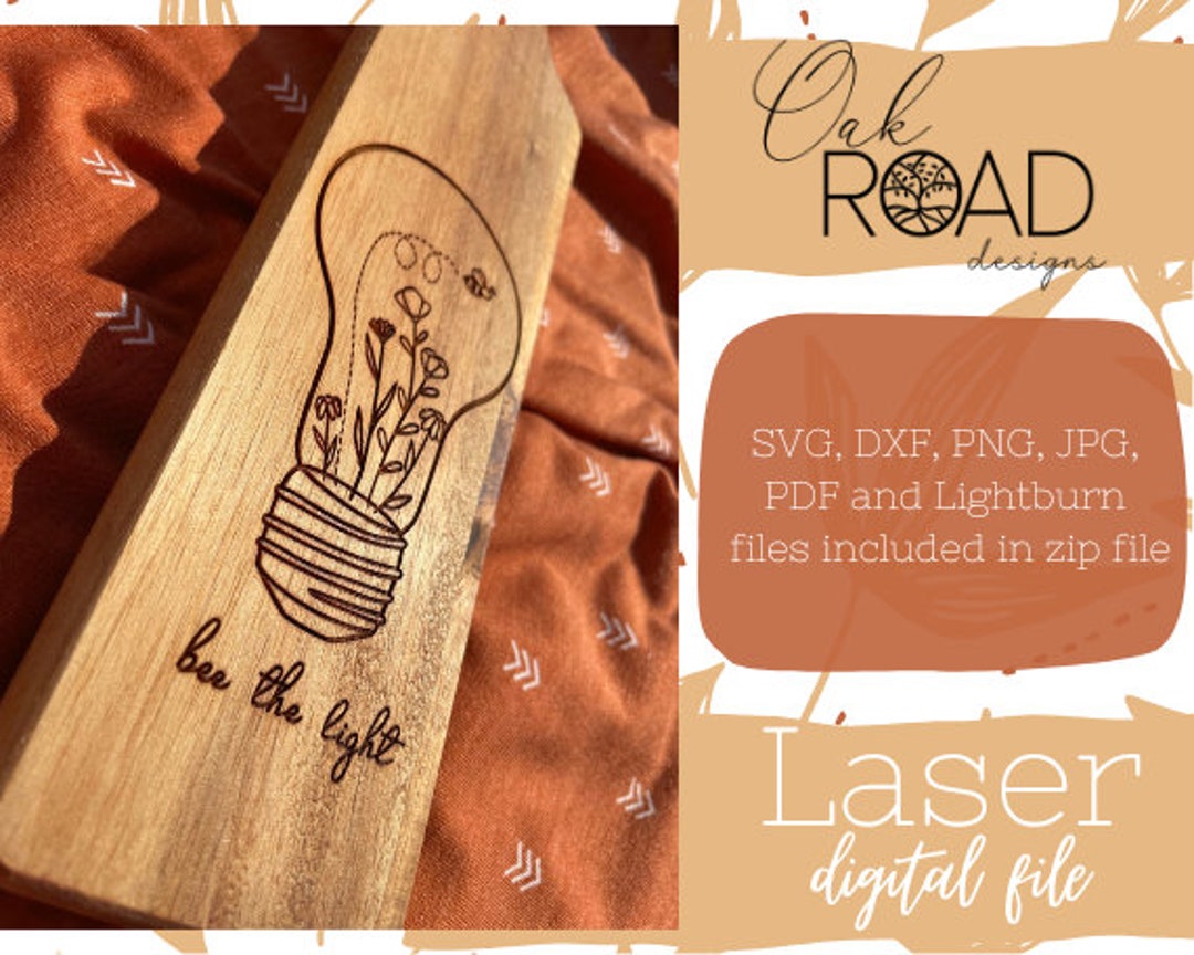 Bee the Light Lightbulb SVG for Laser Engraving - Etsy