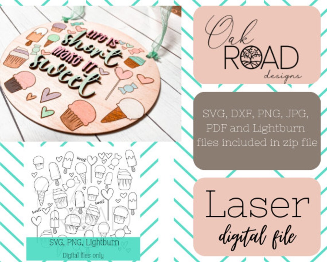 Hand Drawn Sweets Pattern SVG for Laser - Etsy