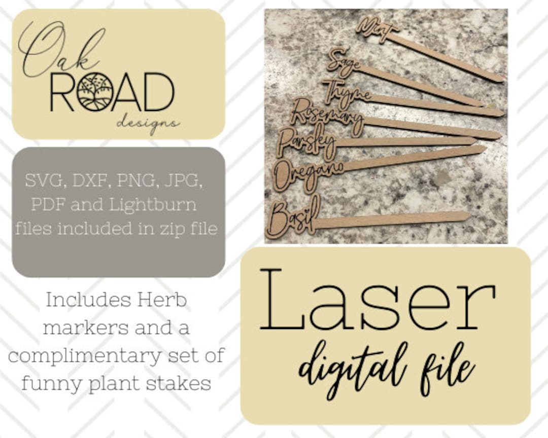 Herb Plant Marker SVG Laser File - Etsy