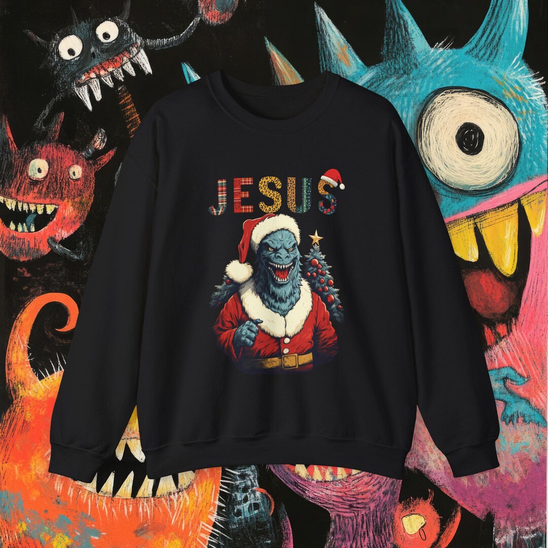 Godzilla X Jesus, Godzilla Shirt, Jesus Shirt, Merry Christmas Everyone ...