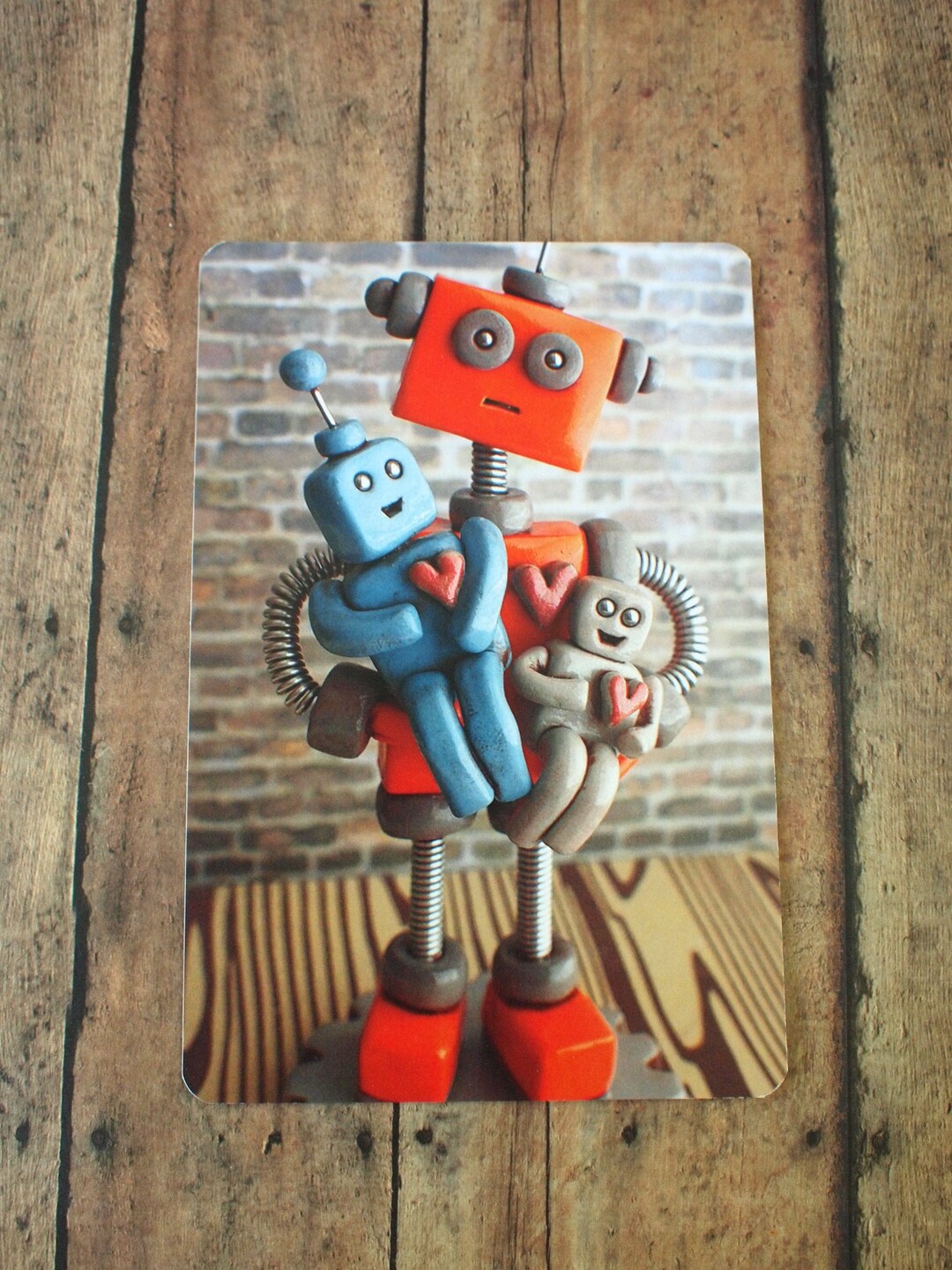 Robot Father Parent With Robot Children Art Postcard Techie Gift Geeky ...