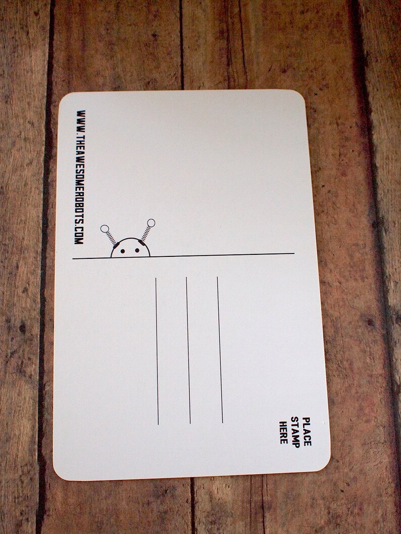 Robot Art Print Postcard Child's Room Wall Geek Decor set - Etsy