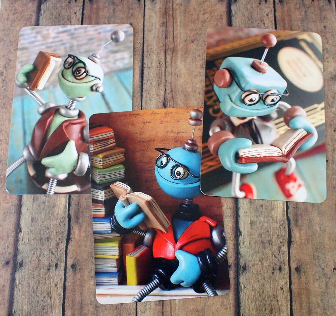 Reading Robot Trio Set of 3 Assortment Reading Nook Child's Room Cute ...