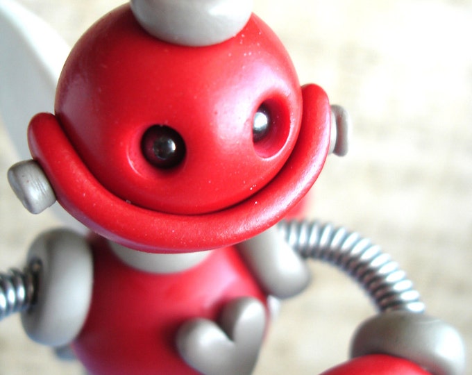 Red Rigby Angel Robot Christmas Ornament Polymer Clay Wire - Etsy