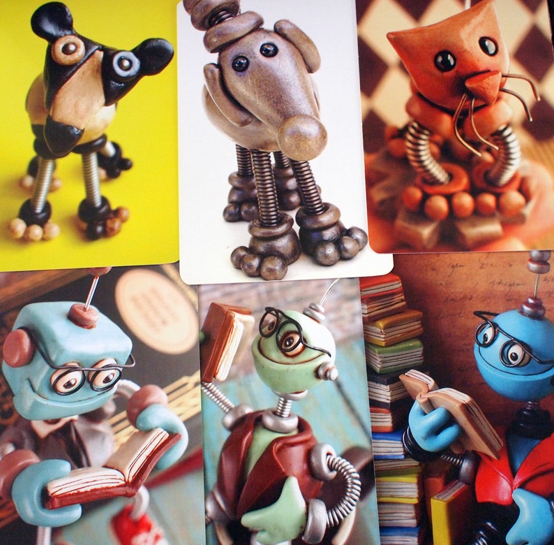 Robot Art Print Postcard Child's Room Wall Geek Decor set - Etsy