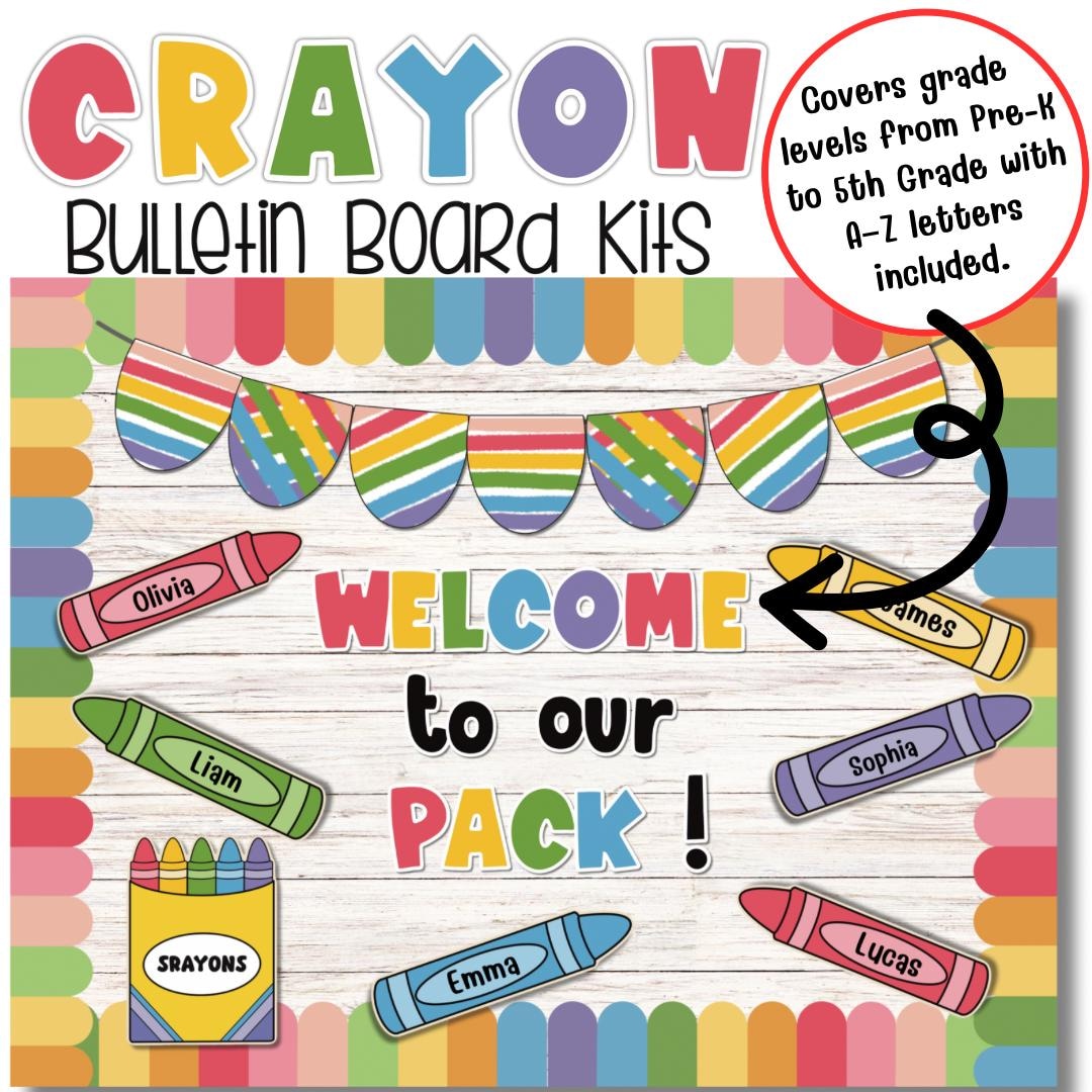 Crayon Classroom Decor Bundle: Welcome Bulletin Board Kit (digital ...
