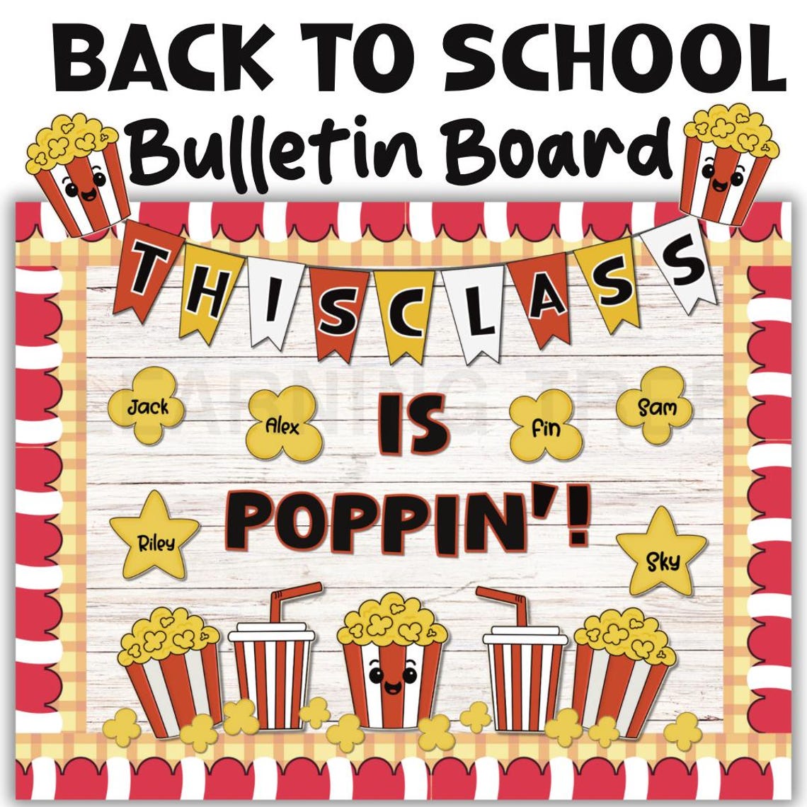 Popcorn Theme Bulletin Board Kit: Back to School Classroom Decor ...
