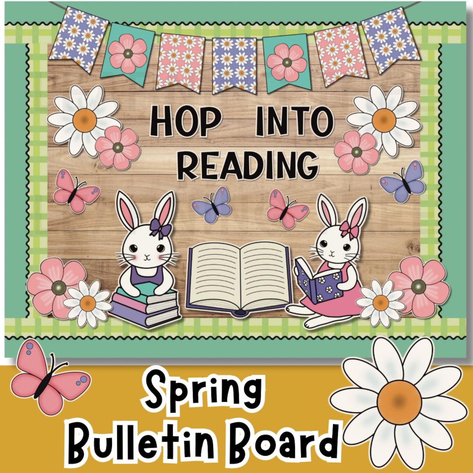 Spring Reading Bulletin Board,easter Classroom Decorations,hop Into ...