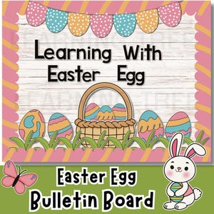 Easter Bulletin Board,bunny and Easter Egg Classroom Decorations,hop ...