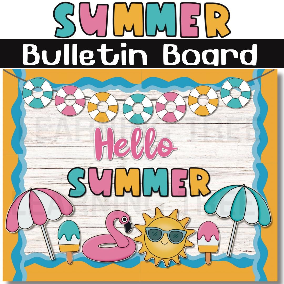 Hello Summer Bulletin Board Printable: Beach Theme Decor (digital ...