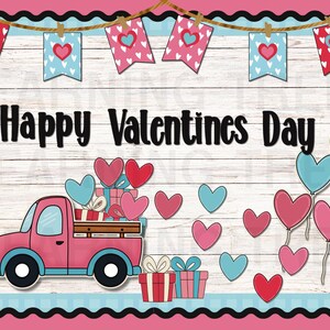 Valentine’s Day Bulletin Board,valentine Truck and Hearts,love Themed ...