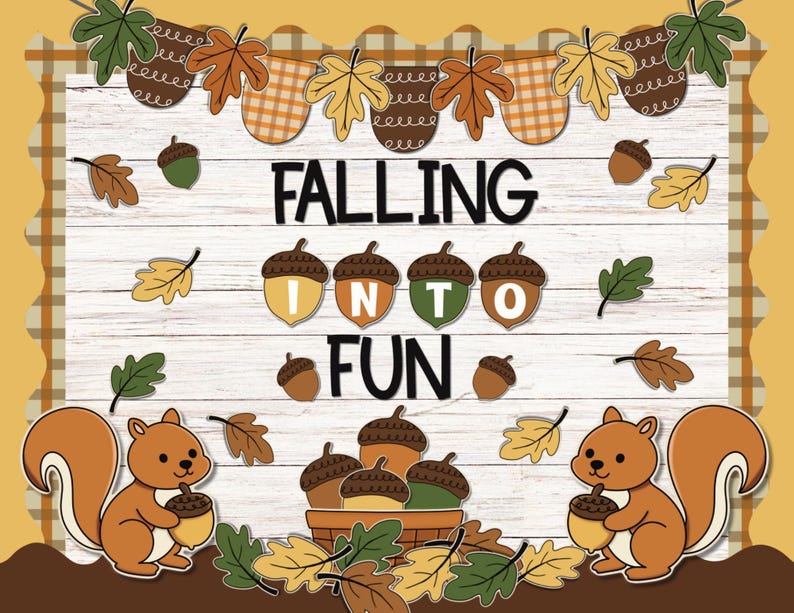 Fall Bulletin Board Kit | Acorn Alphabet Banner A–Z | Squirrel ...