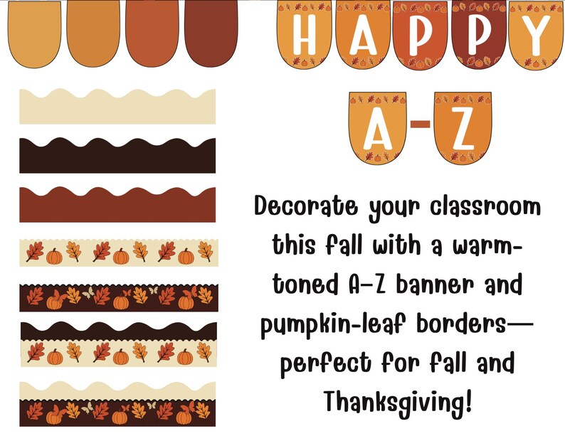 Fall Bulletin Board Kit: Classroom Decor, Printable Banner (PDF, PNG ...