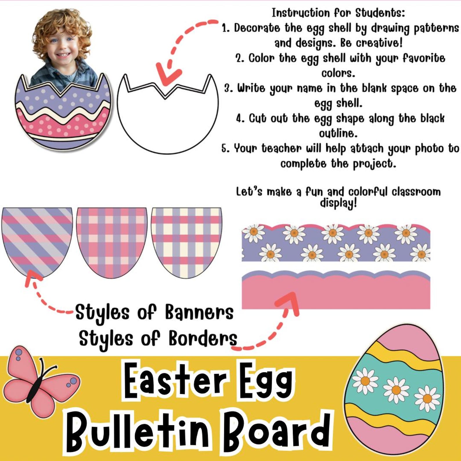 Easter Egg Theme Bulletin Board Spring Classroom Decoration,pastel ...