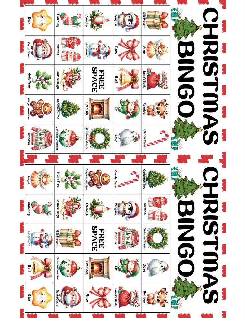 Christmas Bingo Game 30 Bingo Cards With Pictures for Class Party ...