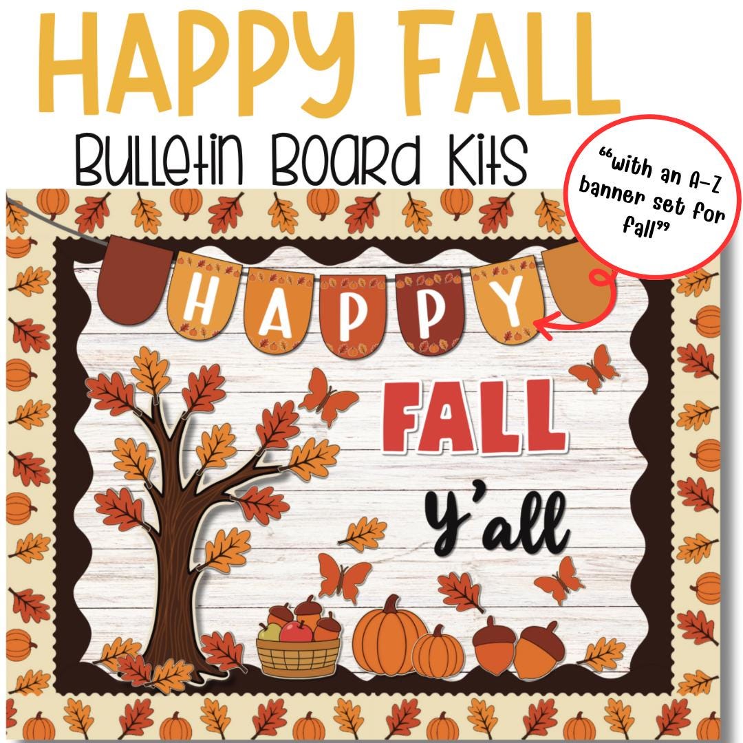 Fall Bulletin Board Kit: Classroom Decor, Printable Banner (PDF, PNG ...