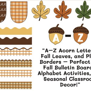 Fall Classroom Bulletin Board Kit: Acorn Alphabet, Squirrel Decor ...