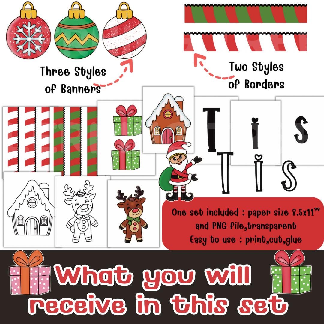 Christmas Bulletin Board Set, Holiday Classroom Decoration. - Etsy