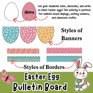 Easter Bulletin Board,bunny and Easter Egg Classroom Decorations,hop ...