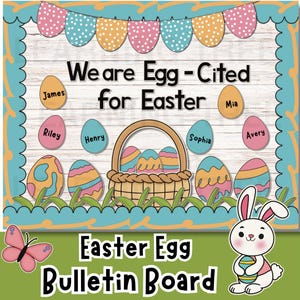 Easter Bulletin Board,bunny and Easter Egg Classroom Decorations,hop ...