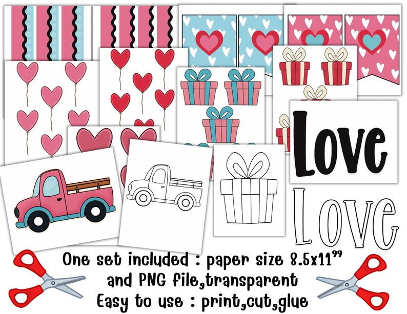 Valentine’s Day Bulletin Board,valentine Truck and Hearts,love Themed ...