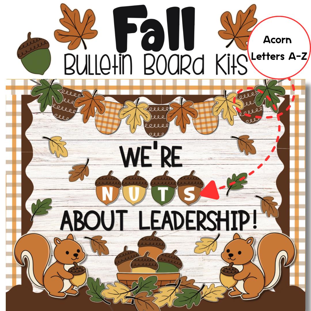 Fall Classroom Bulletin Board Kit: Acorn Alphabet, Squirrel Decor ...