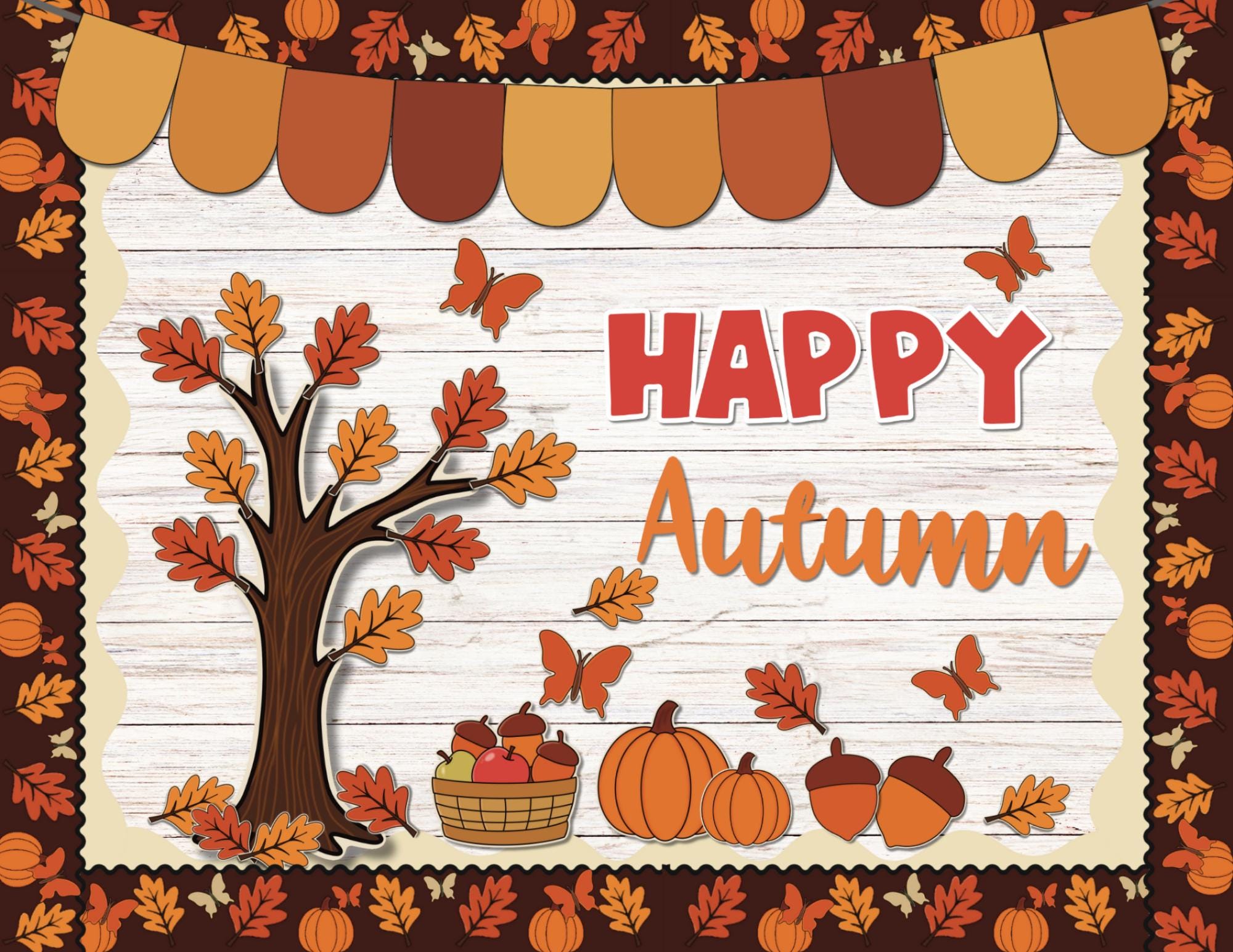 Fall Bulletin Board Kit: Classroom Decor, Printable Banner (PDF, PNG ...