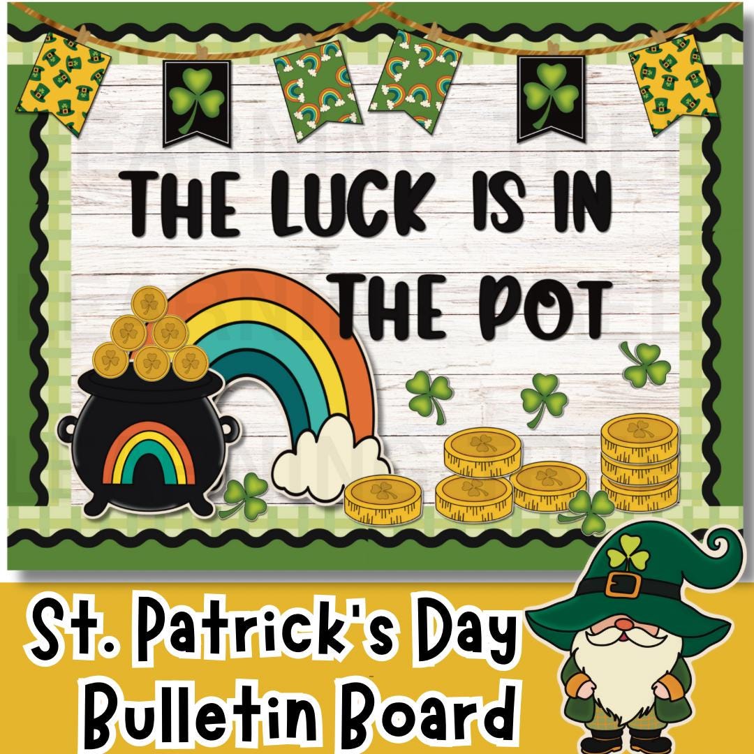 St.patricks Day Bulletin Board,march Classroom Decor,lucky Pot of Gold ...