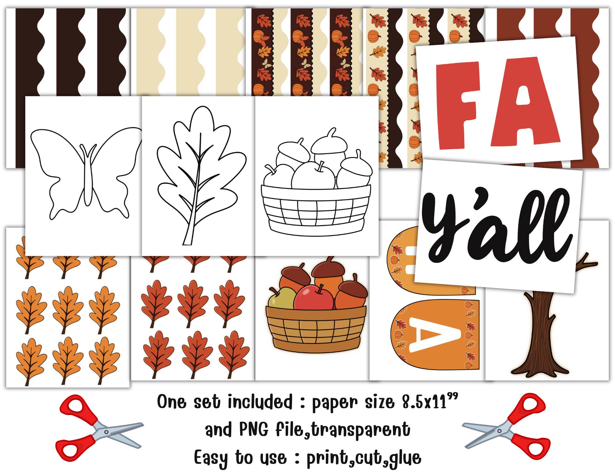 Fall Bulletin Board Kit: Classroom Decor, Printable Banner (PDF, PNG ...