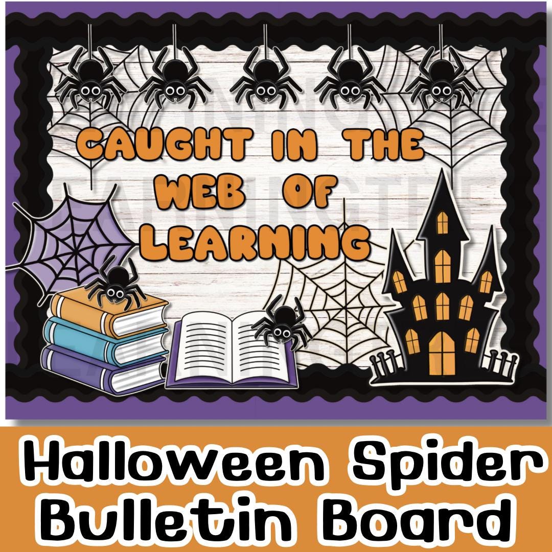 Halloween Bulletin Board Kit: Spider Web Classroom Decor (digital ...