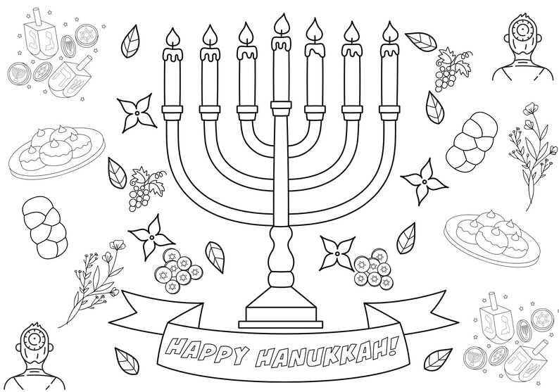 Hanukkah Coloring Pages & Activity Sheets - Etsy